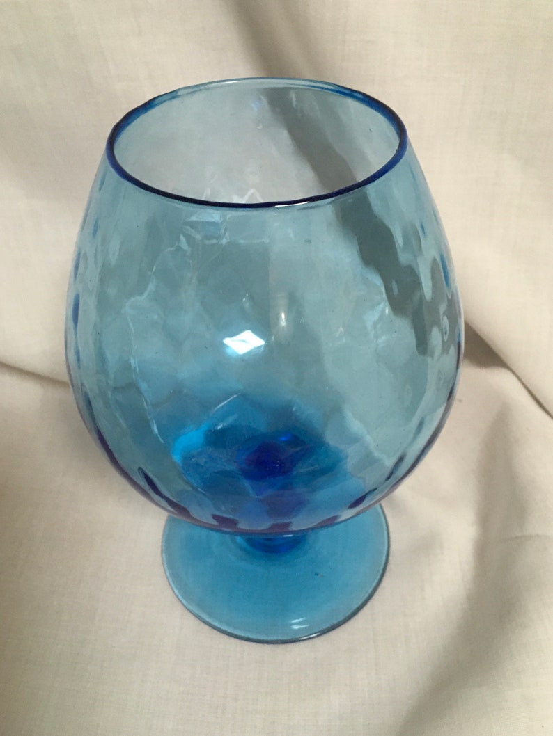 Vintage Mid Century Modern Turquoise Blue Glass Brandy Snifter | Etsy