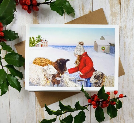 Sheep Christmas Card 10 Card Set Sheep Holiday Card Farm - Etsy