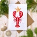 Lobster Christmas Card, 10 Card Set, Crustacean Core, Coastal Holiday ...