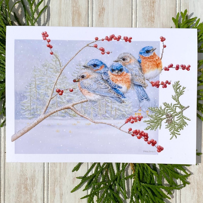 Bird Christmas Card - Etsy
