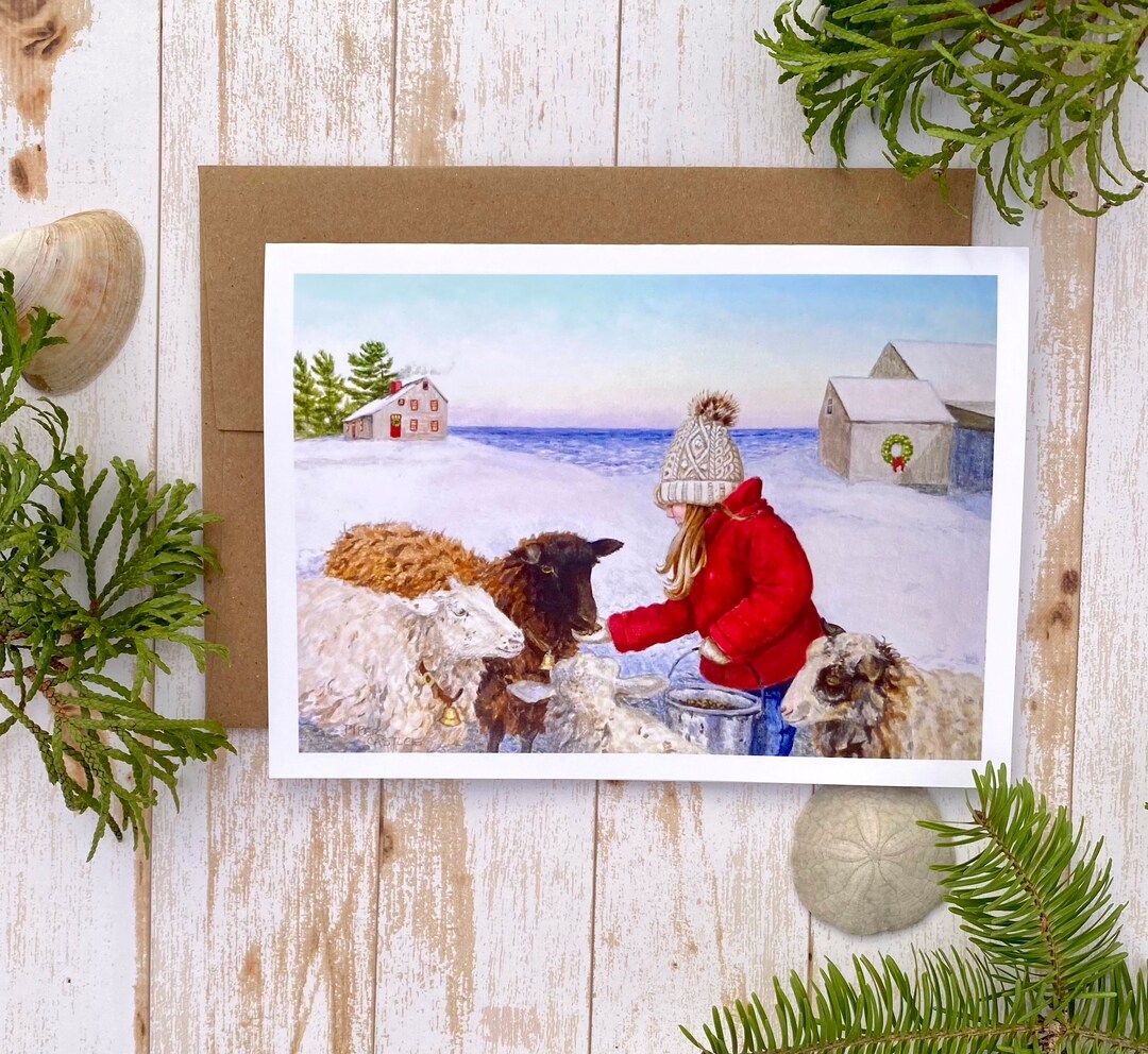 Sheep Christmas Card, 10 Card Set, Sheep Holiday Card, Farm Christmas ...