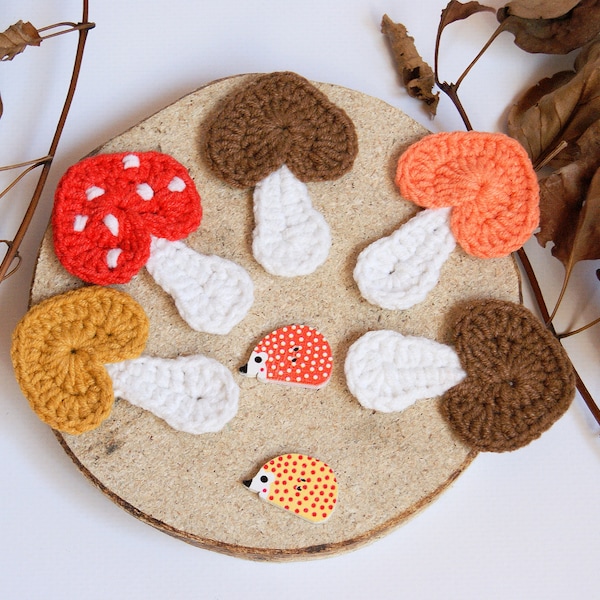 Crochet Red Mushroom Applique - Etsy