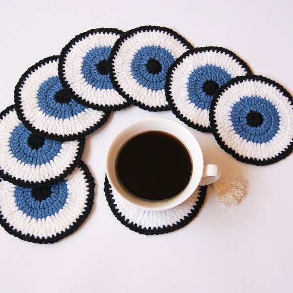 Crochet Evil Eye Coaster - Etsy