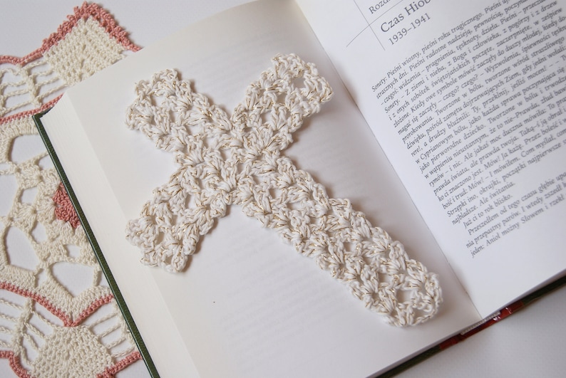 White Cross Bookmark With Elegant Gold Thread, Bible Bookmark Holy ...