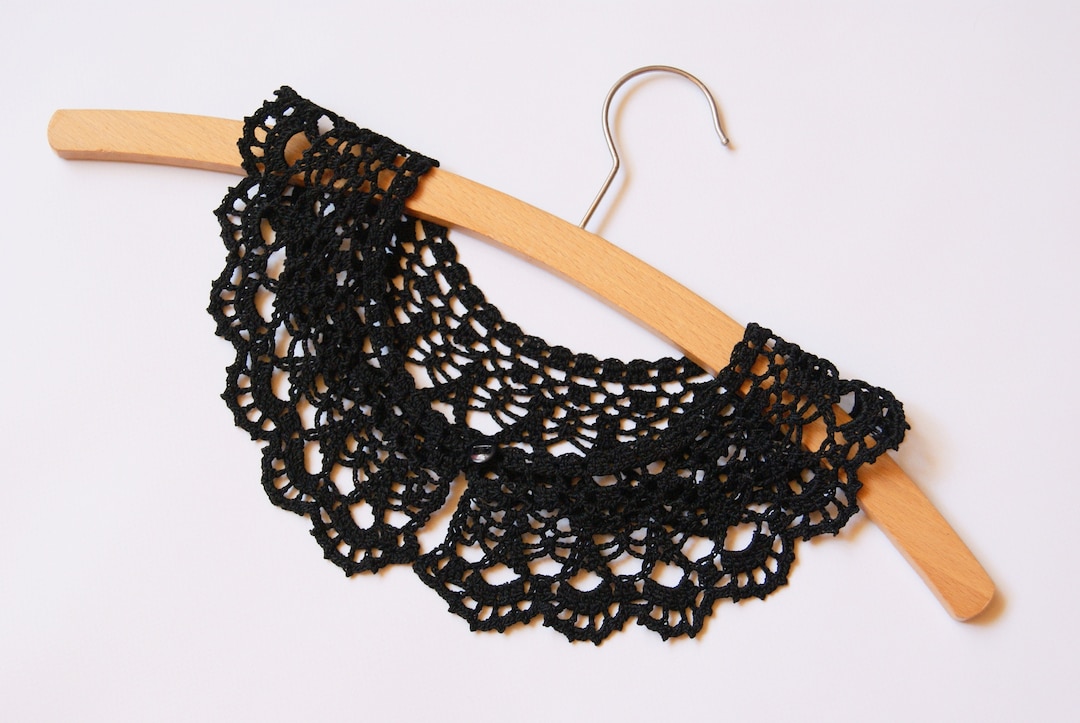 Victorian Style Black Lace Collar With Button Closure, Dark Romantic ...