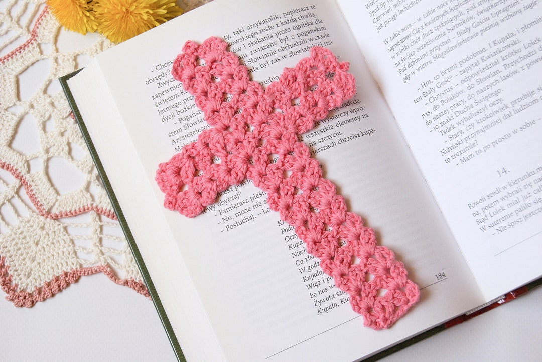 Pink Lace Cross Bookmark, Holy Communion Gift, Bible Book Accessories ...