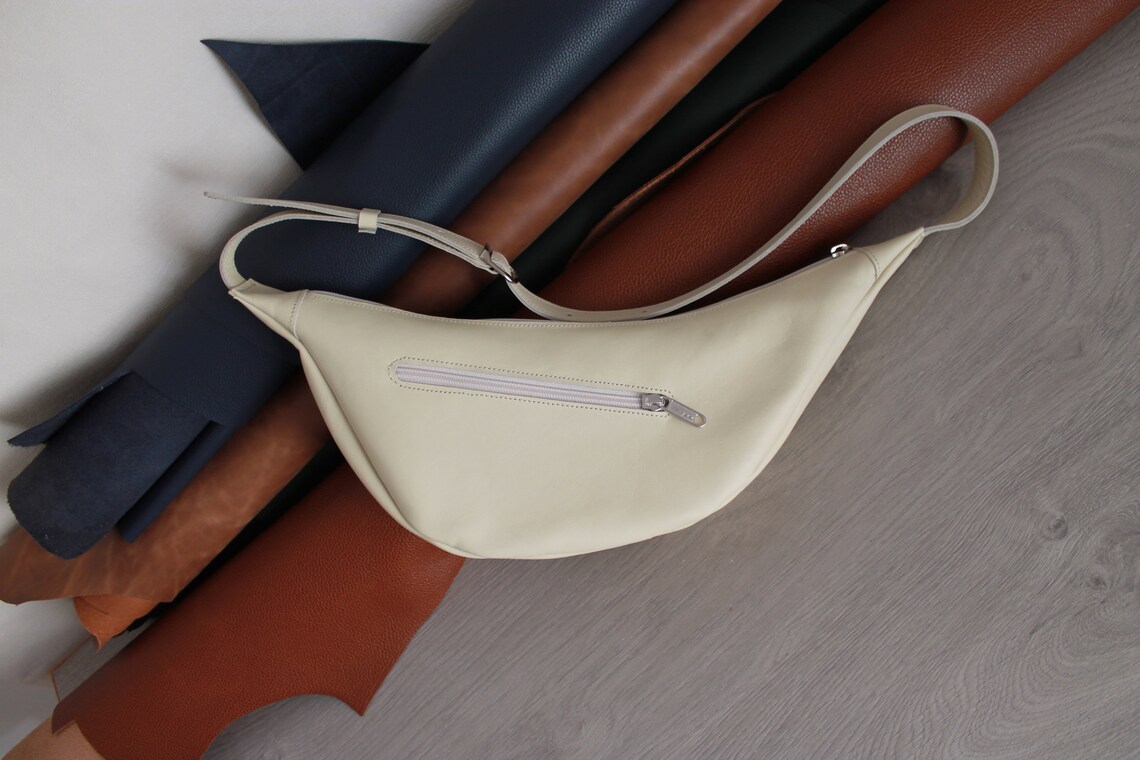 Beige Banana Bag ,available in Other Colors ,leather Banana Bag ...