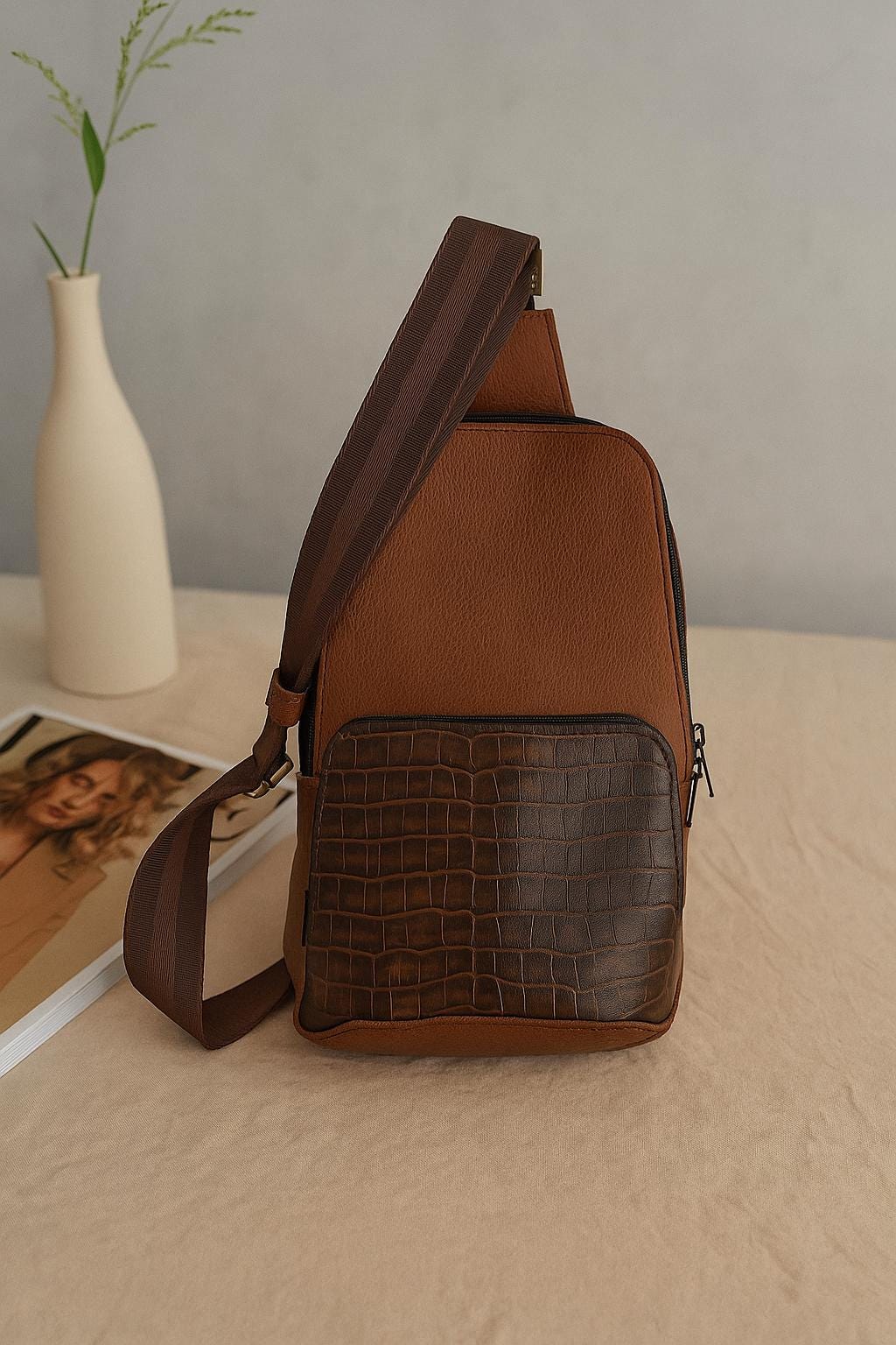 Chest Leather Bag, Crossbody Bag, Leather Sling Bag, Bum Bag, Leather ...