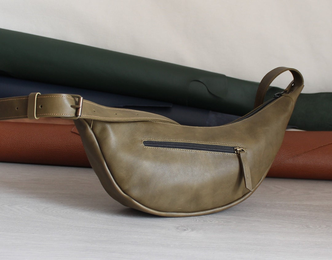 Unisex Banana Bag ,leather Banana Bag / Crossbody Bag / Leather Sling ...