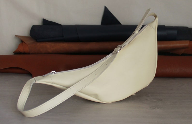 Beige Banana Bag ,available in Other Colors ,leather Banana Bag ...