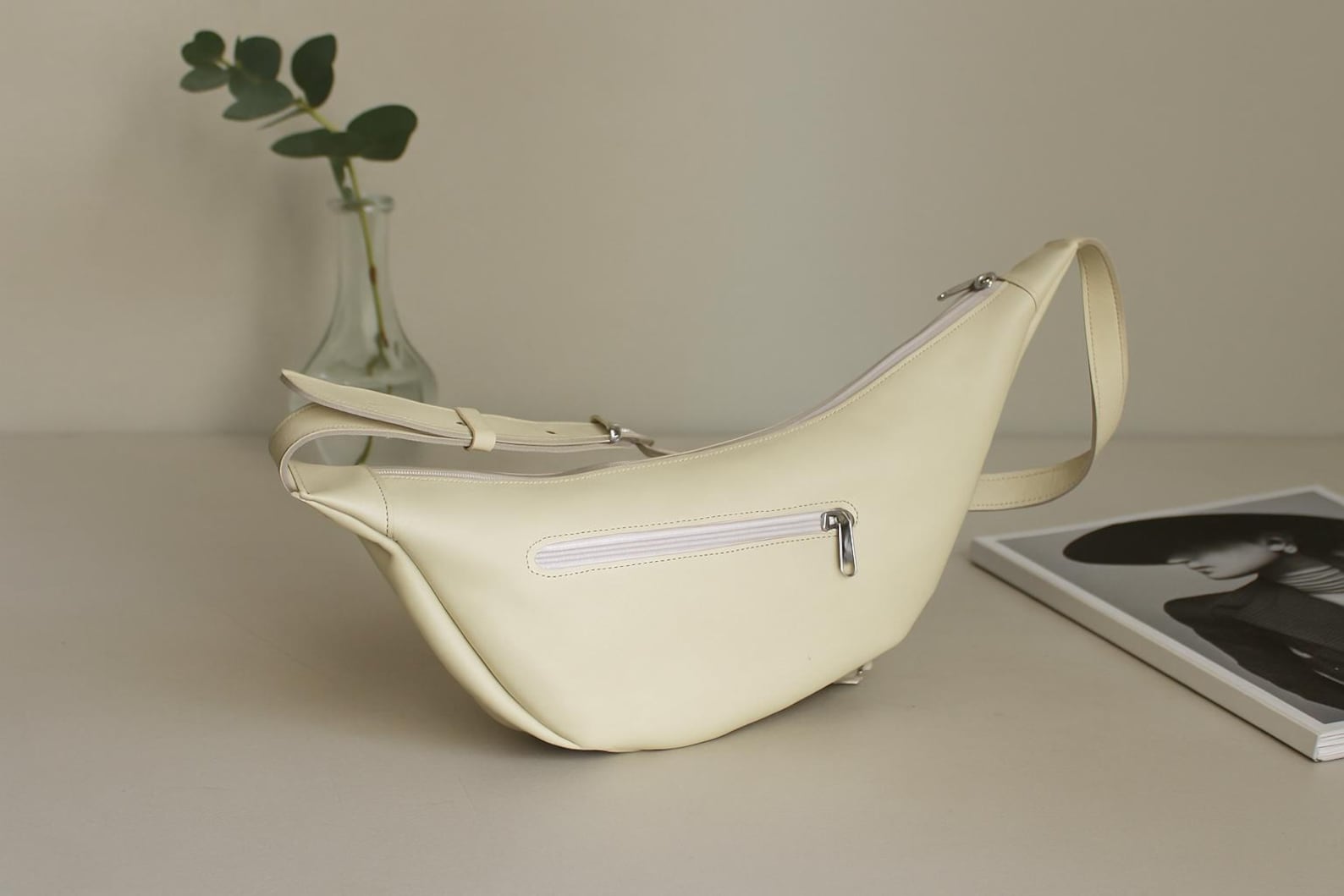 Beige Banana Bag ,available in Other Colors ,leather Banana Bag ...
