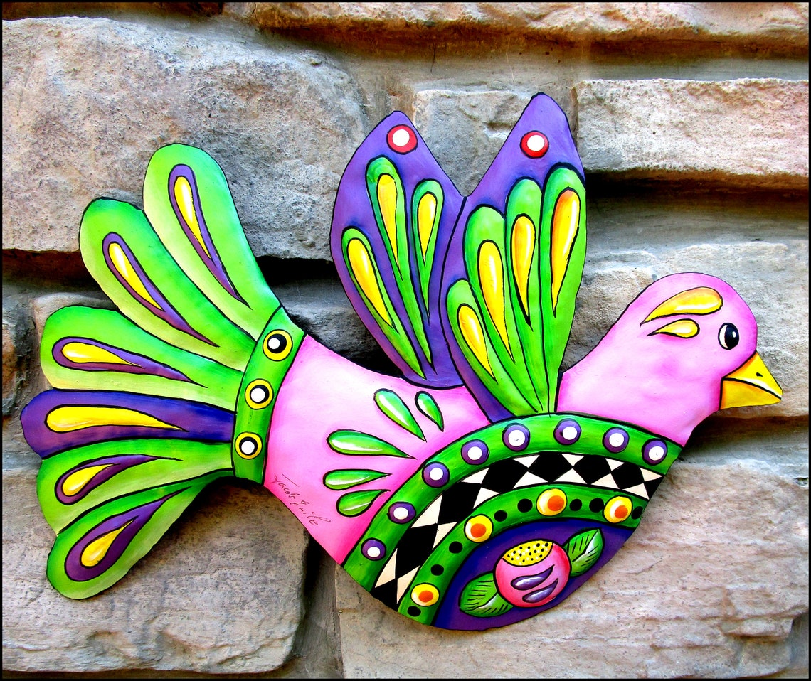 PAINTED METAL BIRD Choice of 4 Colors Painted Metal Art | Etsy