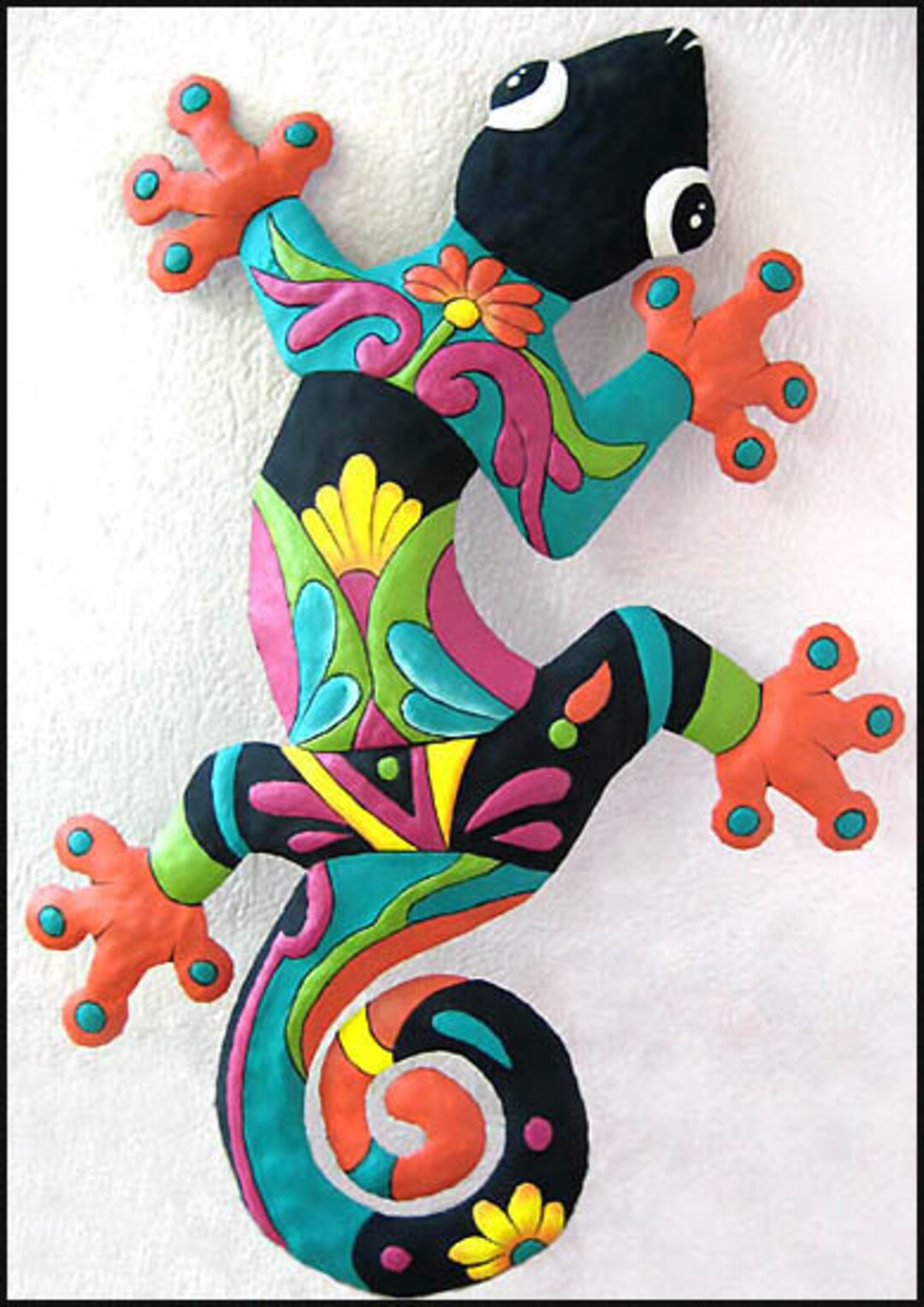 PAINTED METAL GECKO Wall Hanging Outdoor Metal Art Tropical - Etsy