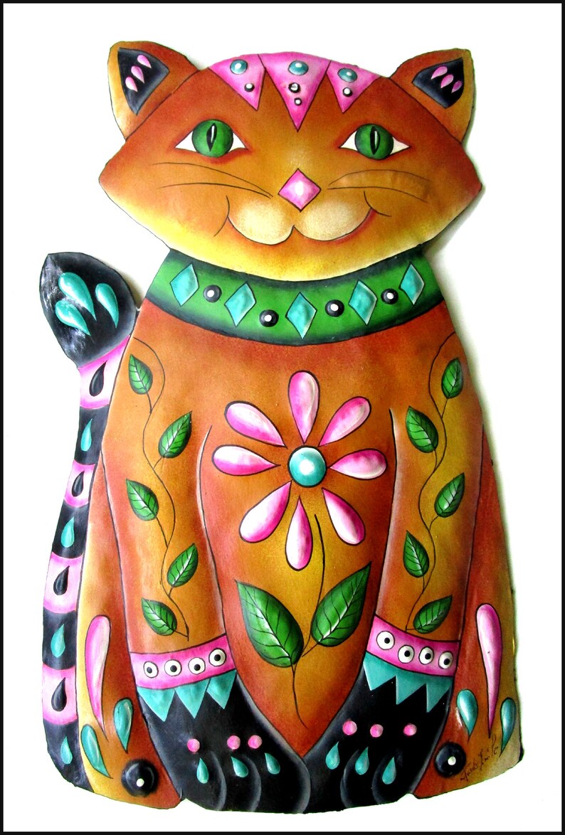 PAINTED METAL CAT Choice of 4 Colors Metal Art Wall Art - Etsy