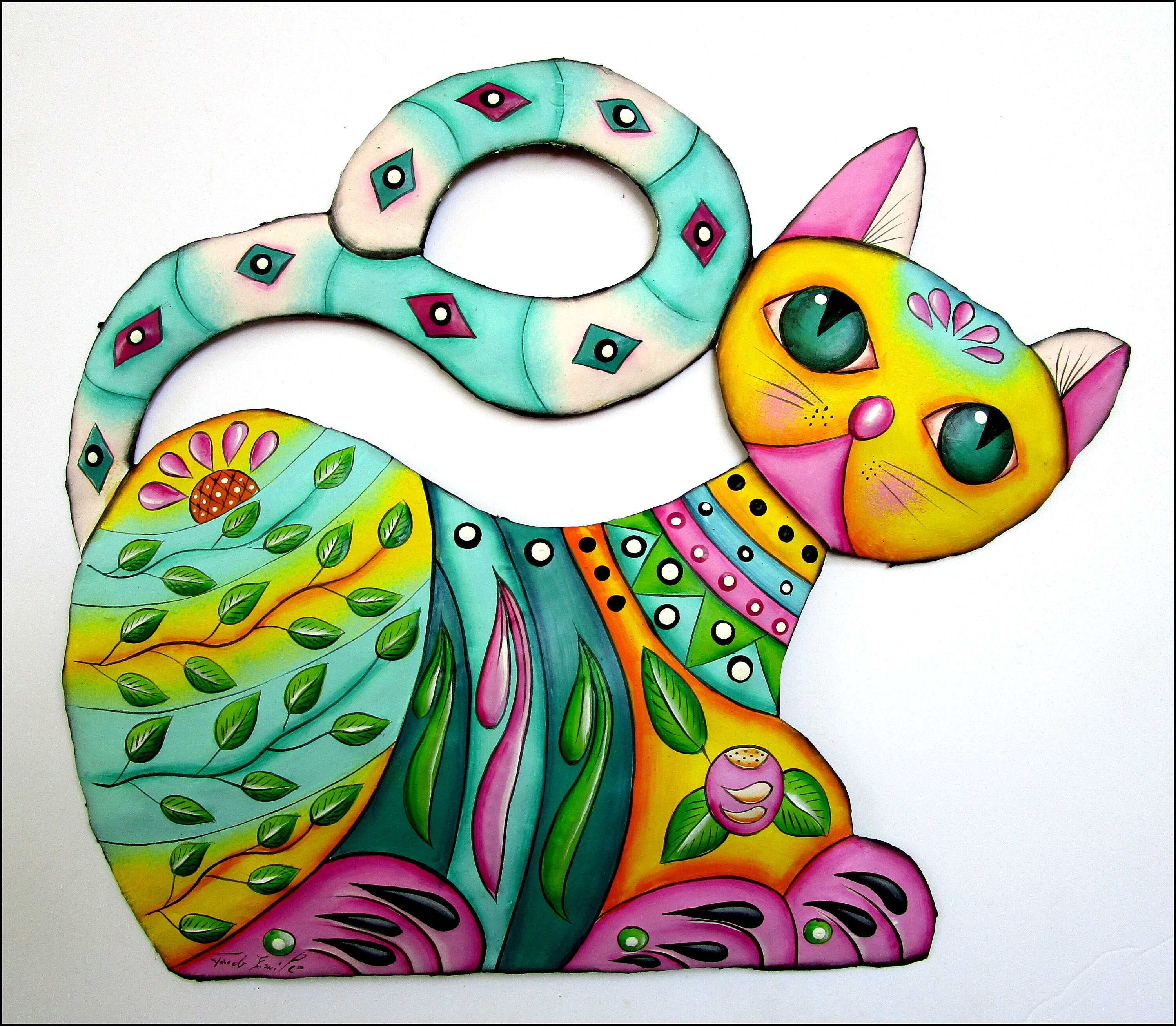 PAINTED METAL CAT Choice of 4 Colors Metal Art Wall Art | Etsy