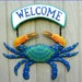 CRAB WELCOME SIGN, Coastal Decor, Garden Art, Wall Hanging, Beach Decor ...