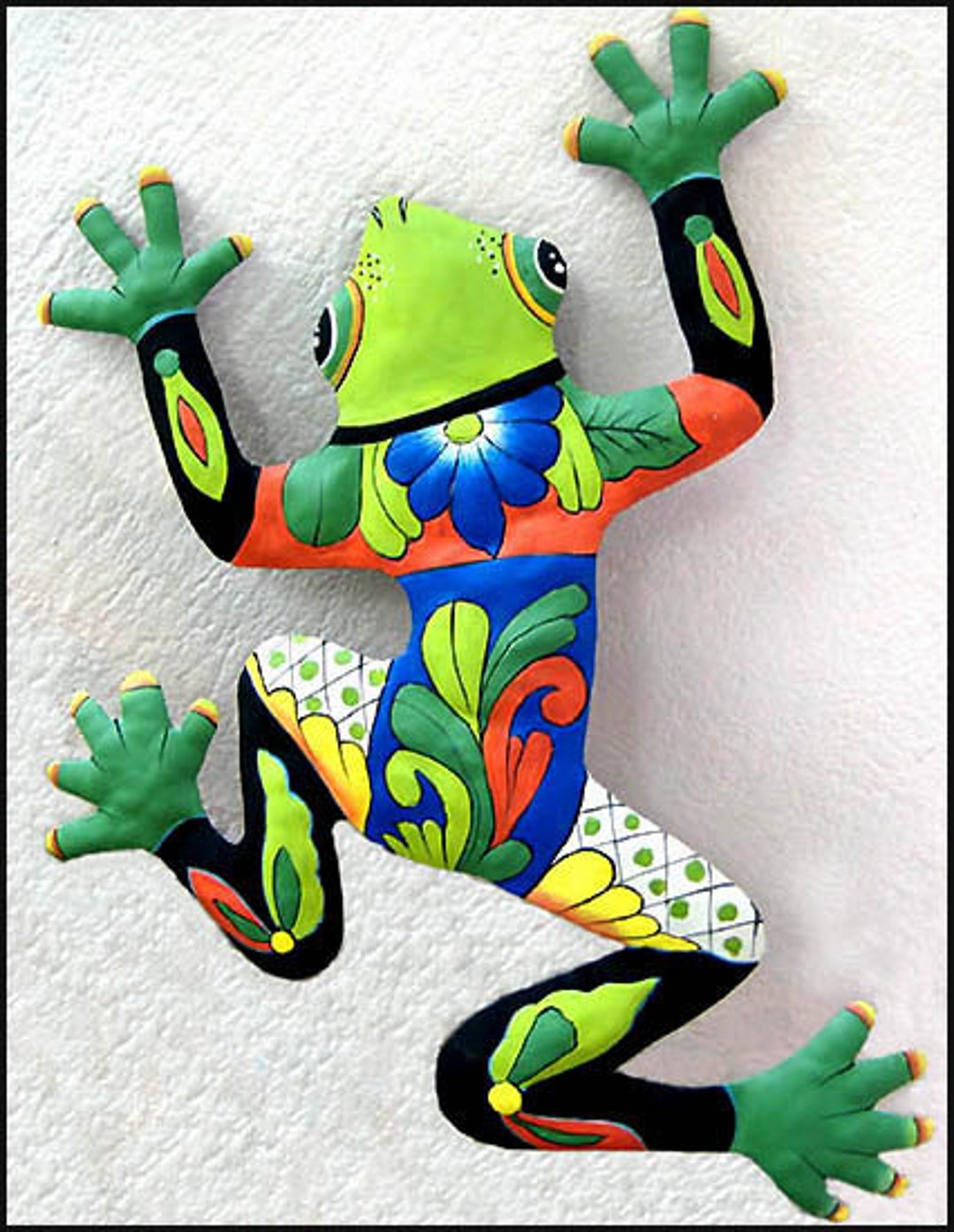 PAINTED METAL FROG, Outdoor Metal Wall Art, Tropical Art, Tropical Art ...
