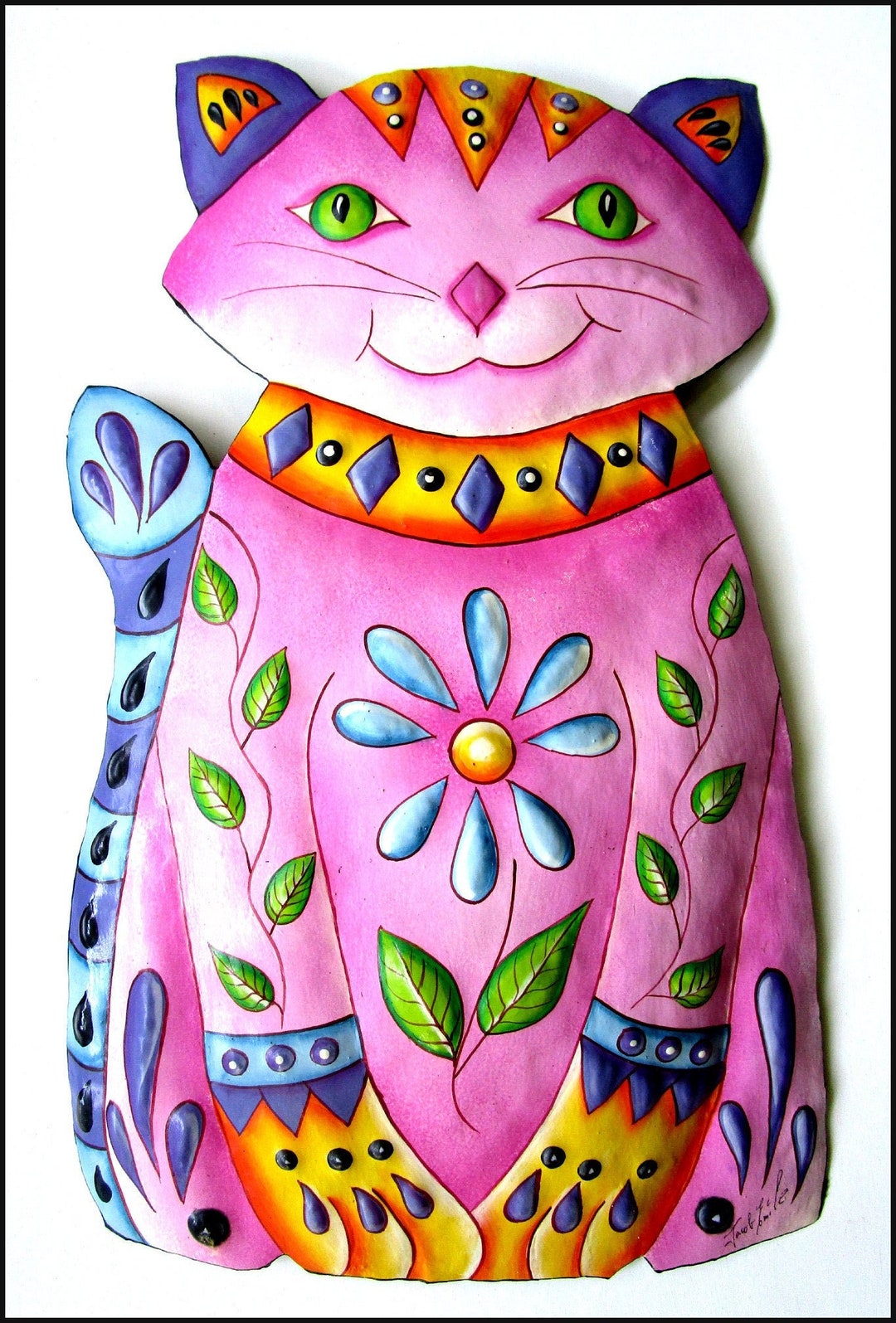 PAINTED METAL CAT, Choice of 4 Colors, Metal Art, Wall Art, Cat Wall ...