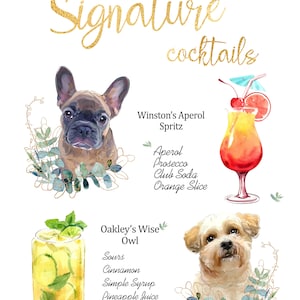 Dog Wedding Sign Bar Menu Sign Dog Signature Cocktails Pet - Etsy
