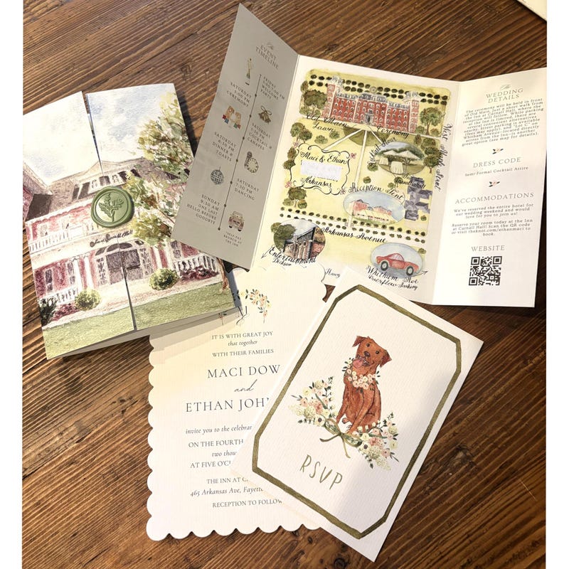 Watercolor Venue Wedding Invitation - Etsy