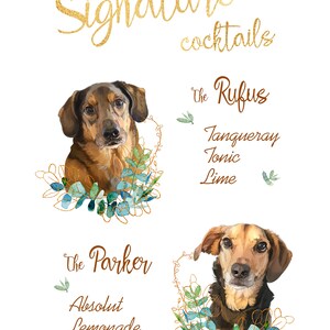 Dog Wedding Sign Bar Menu Sign Dog Signature Cocktails Pet - Etsy