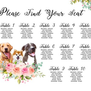 Seating Chart Sign Wedding Dog Sign Wedding Reception Table Numbers ...