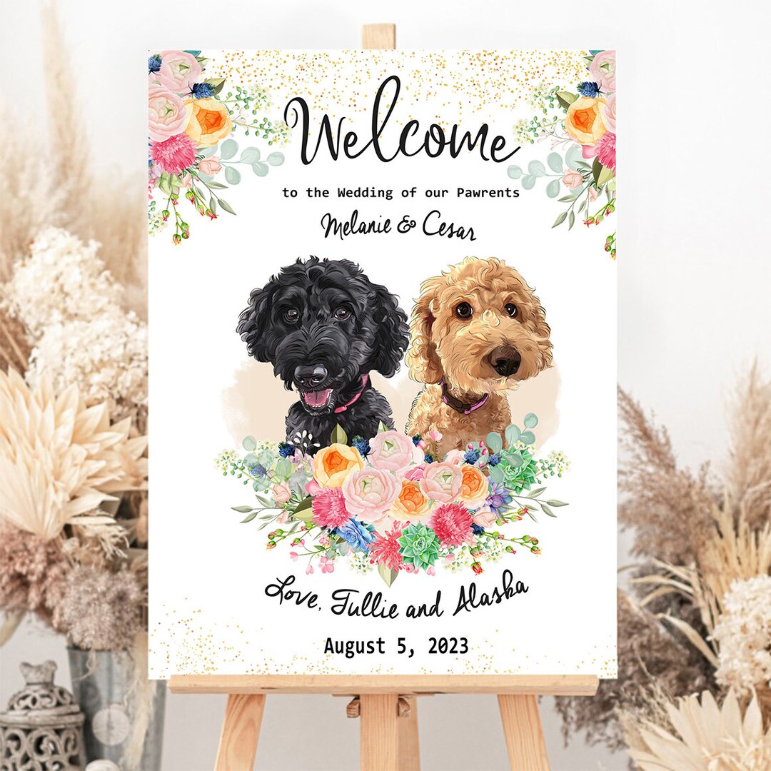 Wedding Welcome Sign Dog Wedding Signs Wildflower Welcome to Our ...