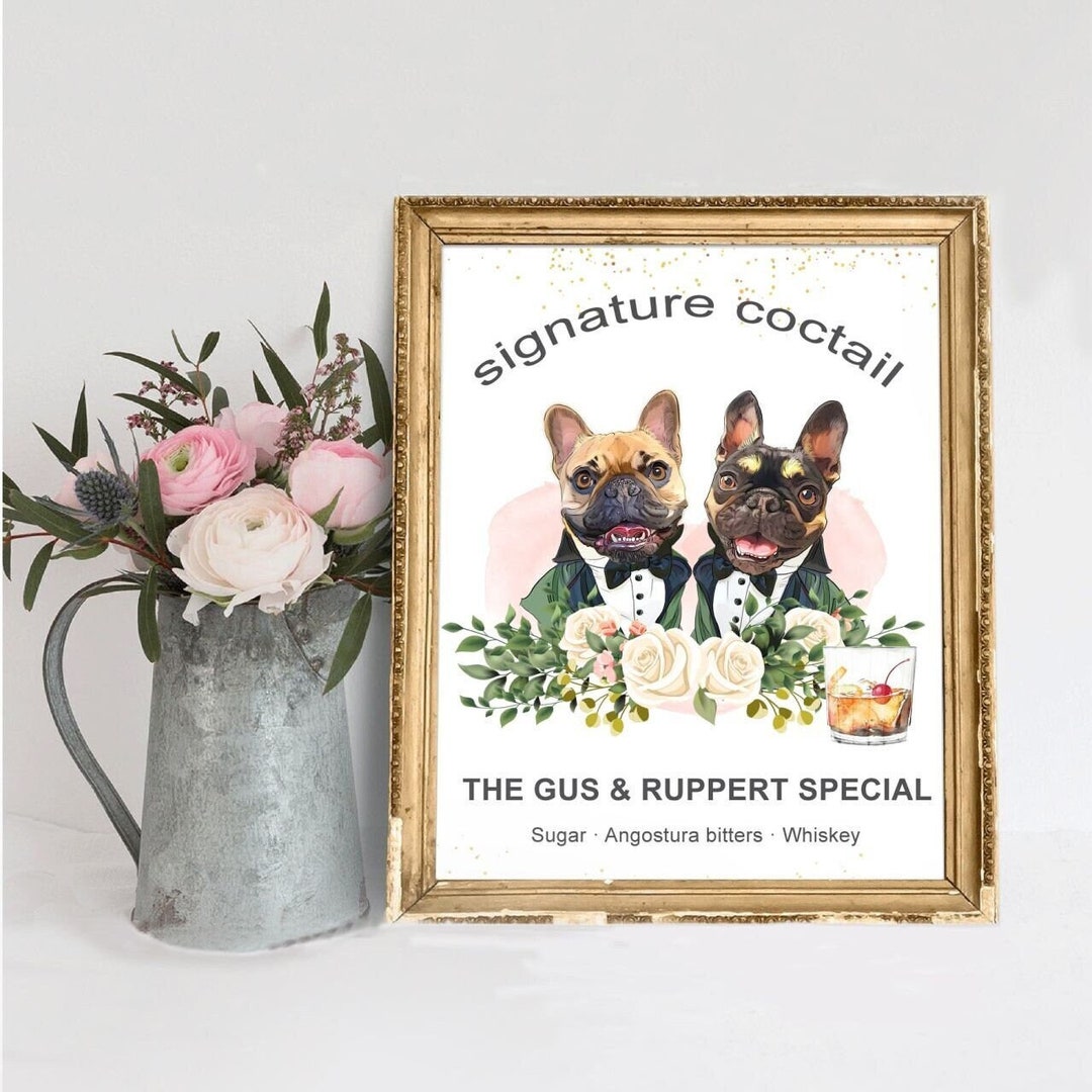 Pet Signature Drink Sign Wedding Drink Menu With Dogs Dog Signature ...