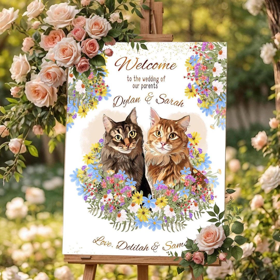 Wedding Welcome Sign, Cat Seating Chart, Bar Menu, Signature Drink Sign ...