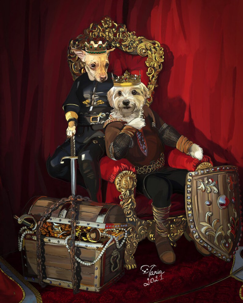 Royal Pet Portrait Two Pets Regal Dog Portrait Pet Costumes Unique ...