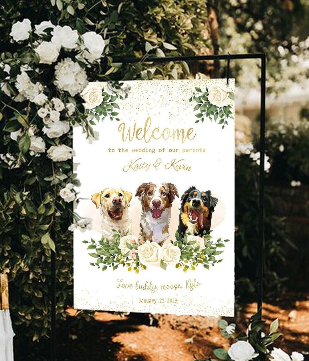 Wedding Welcome Sign Dog Welcome to Our Wedding Sign With Pet Welcome ...