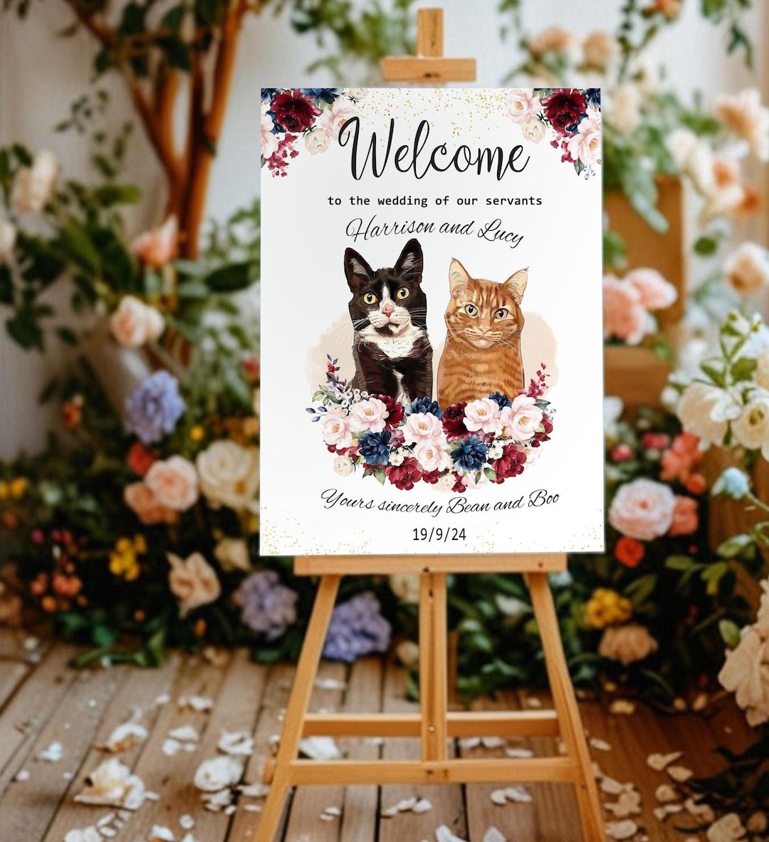Personalized Cat Wedding Welcome Sign – Custom Wedding Decor – Rustic ...
