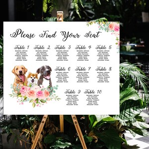 Seating Chart Sign Wedding Dog Sign Wedding Reception Table Numbers ...