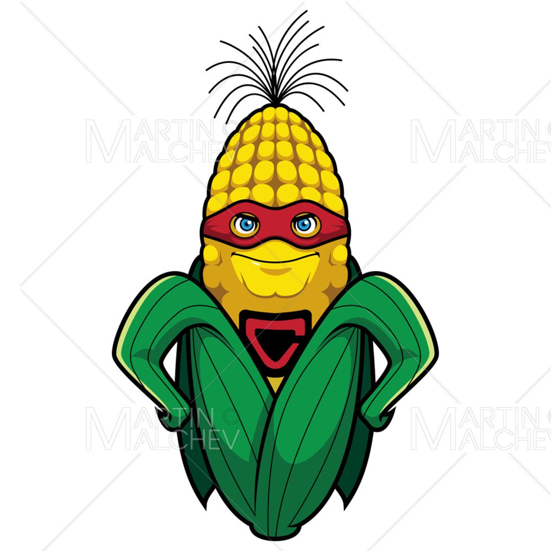 Corn Superhero Mascot Vector Illustration. Corn, Maize, Cereal, Plant ...