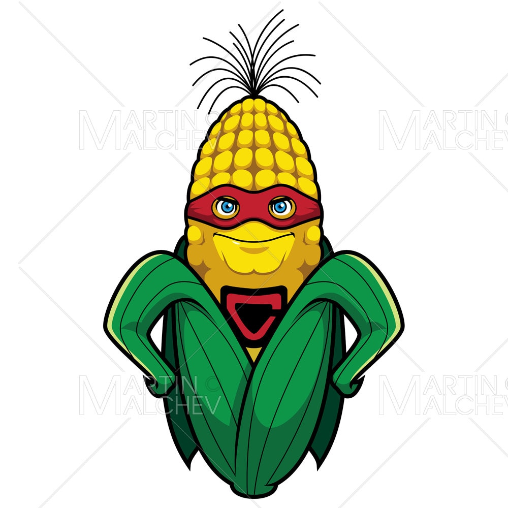 Corn Superhero Mascot Vector Illustration. Corn, Maize, Cereal, Plant ...
