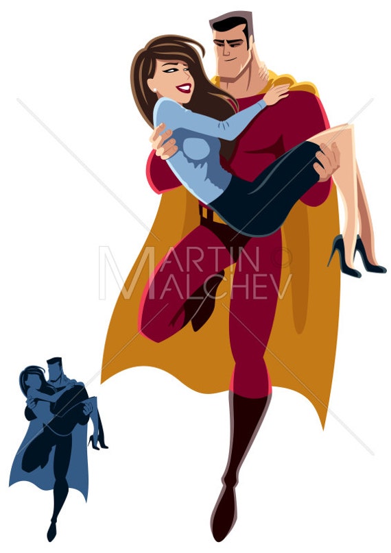 Savior on White Vector Cartoon Illustration. Superhero Man | Etsy