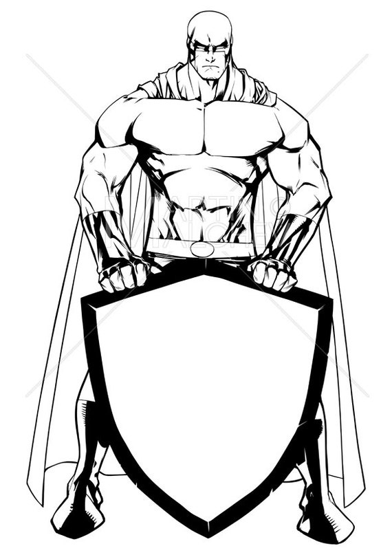 Cartoon Shield Black And White
