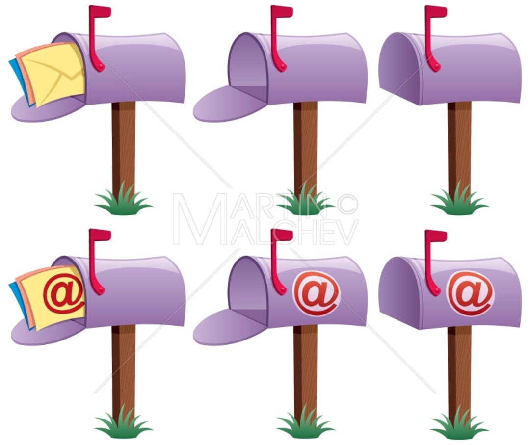 Mailbox Vector Cartoon Illustration. E-mail Email Mail - Etsy UK