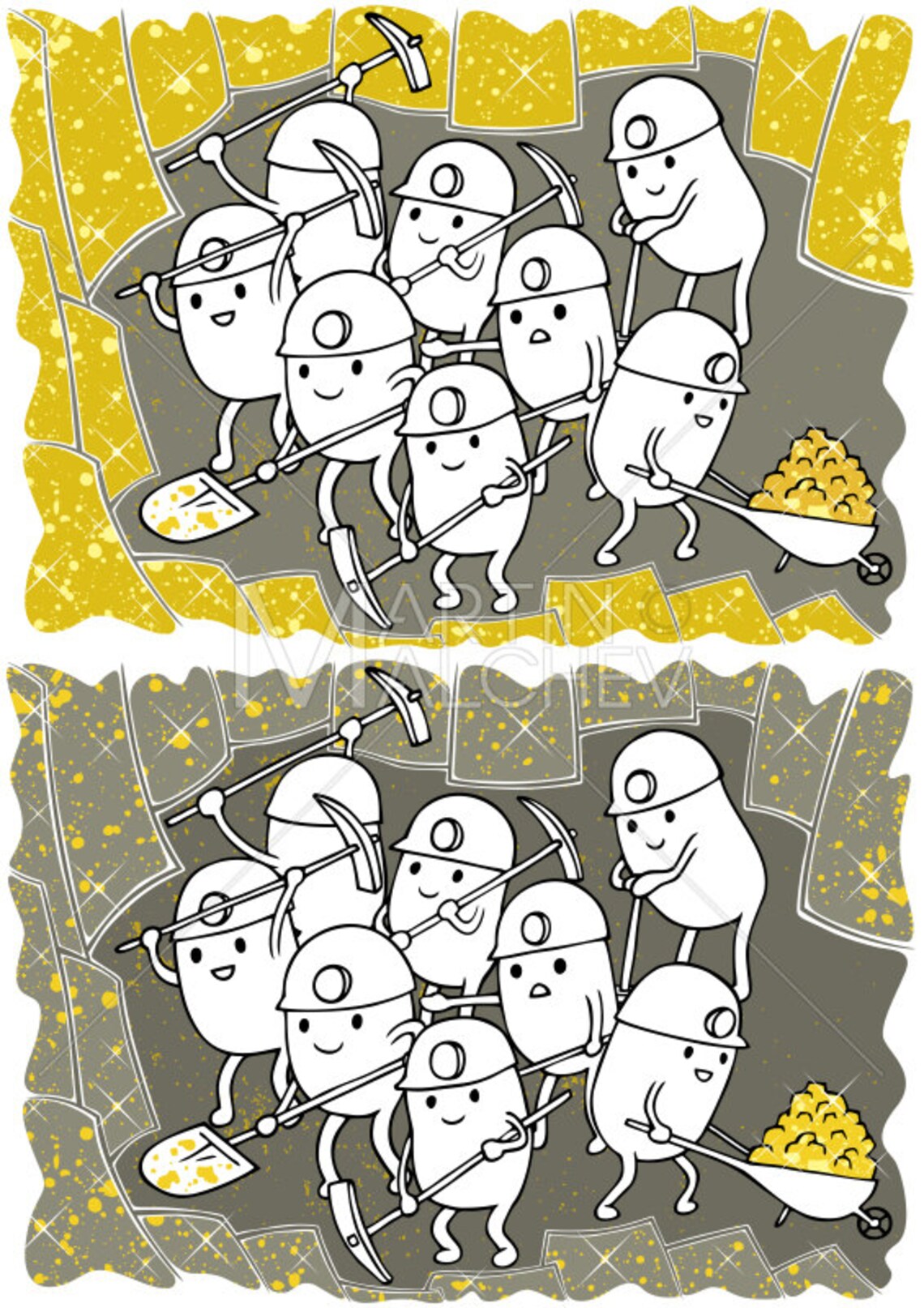 Gold Mining Vector Cartoon Illustration. Mine, Miner, Worker, Digger ...