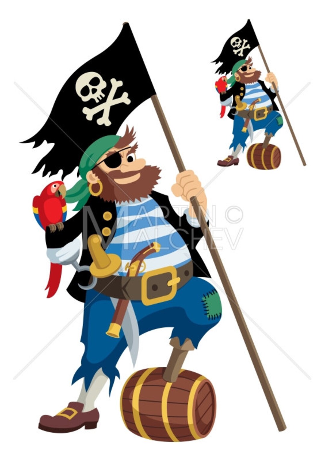 Pirate Vector Cartoon Illustration. Buccaneer, Thug, Outlaw, Criminal ...