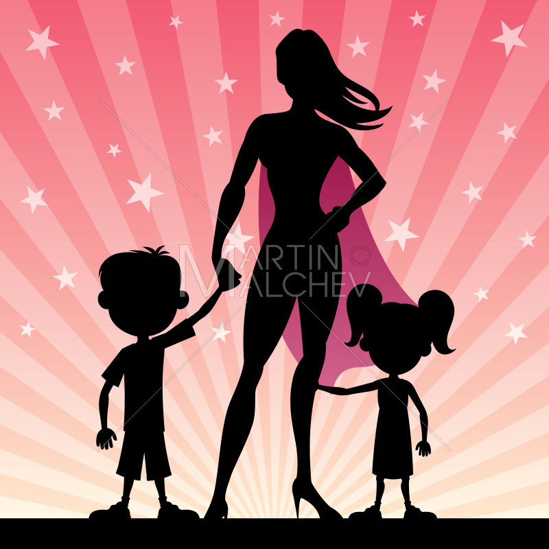 Super mamá Ilustración de dibujos animados vectoriales. madre, mamá ...