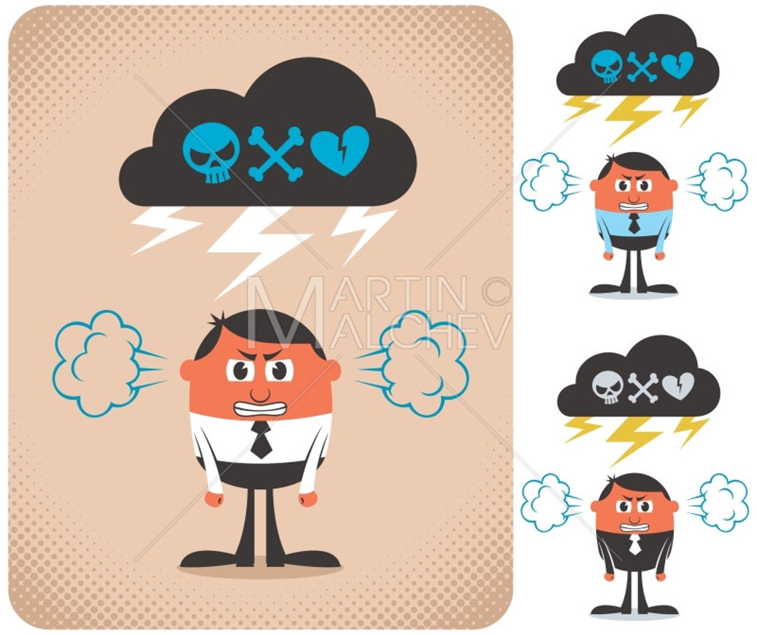 Angry Man Vector Cartoon Illustration. Anger, Fury, Furious, Mad, Rage ...