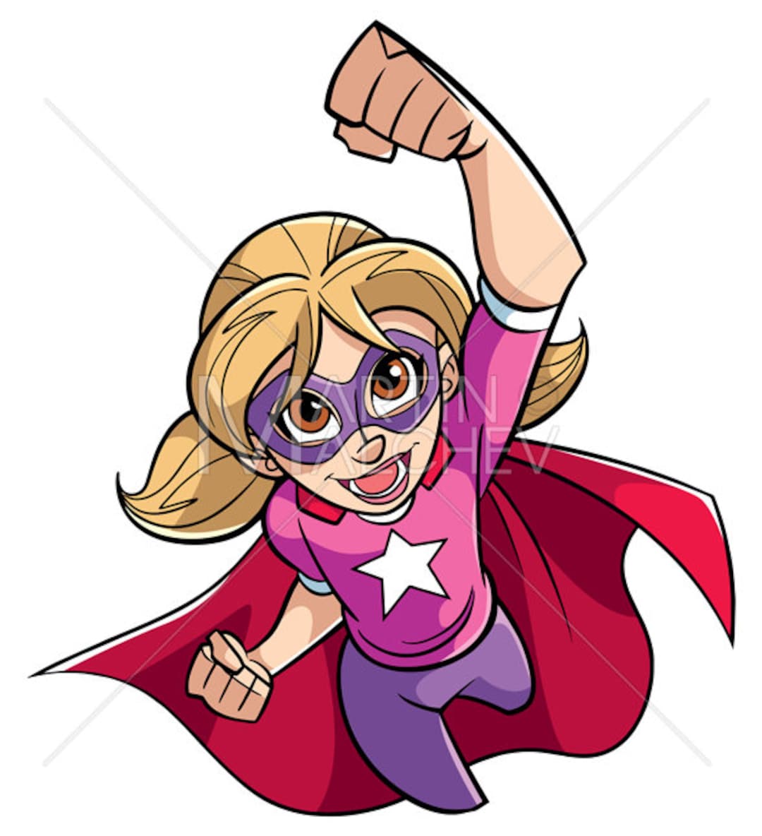 Super Girl Flying Vector Cartoon Illustration.cape, Hero, Girl, Super ...