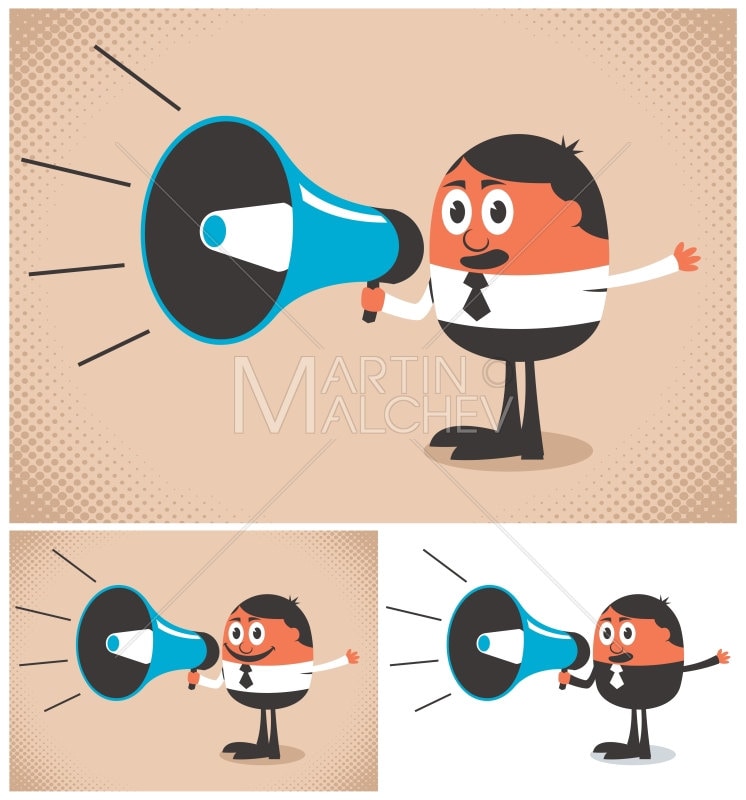 Cartoon Guy With Megaphone Clipart