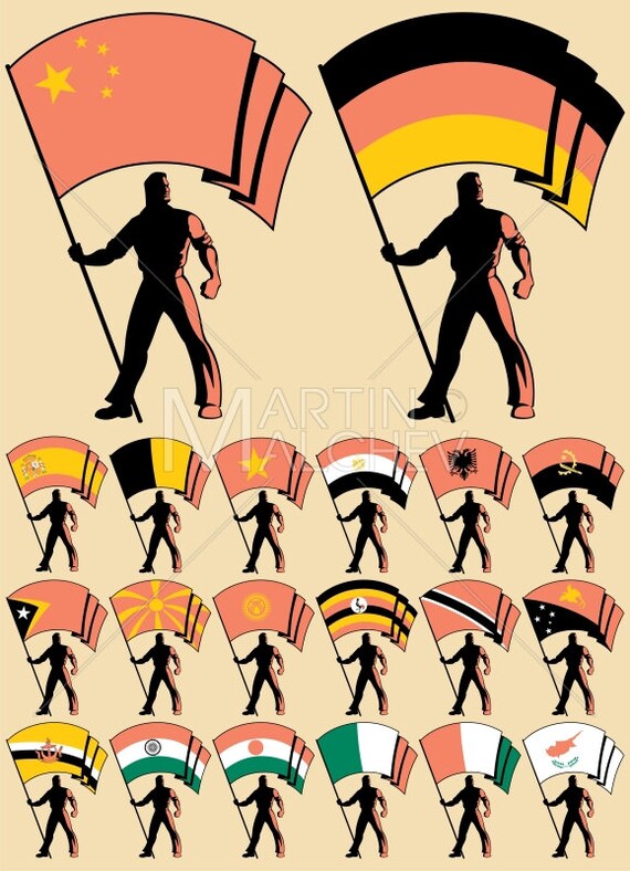 Flag Bearer 5 Vector Cartoon Illustration. standard banner | Etsy