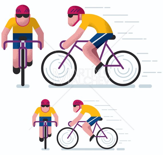 Cycling Vector Illustration. Cycle Bicycle Bike Cyclist - Etsy Hong Kong