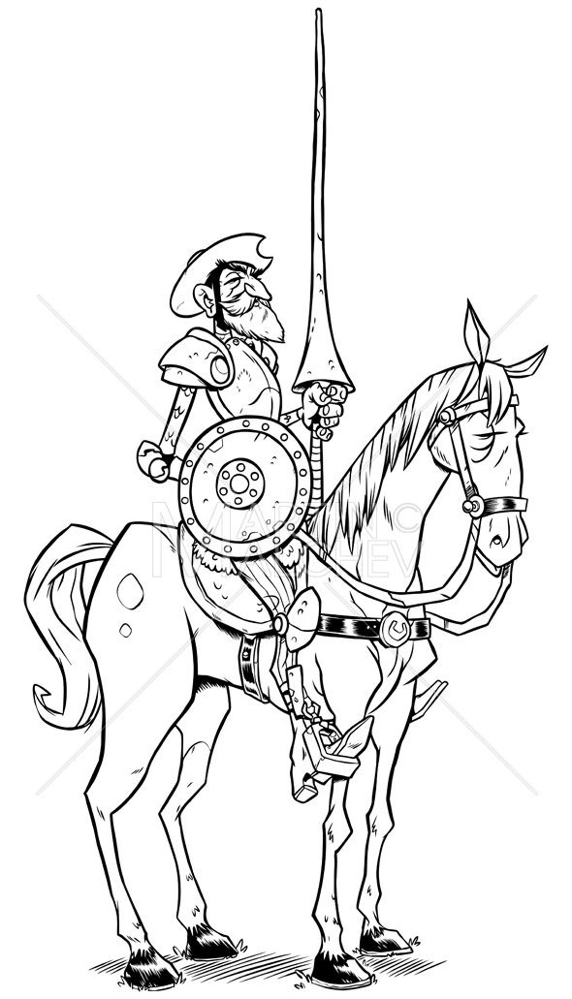 Don Quixote Line Art Vector Illustration Don Quixote, Don Quijote ...