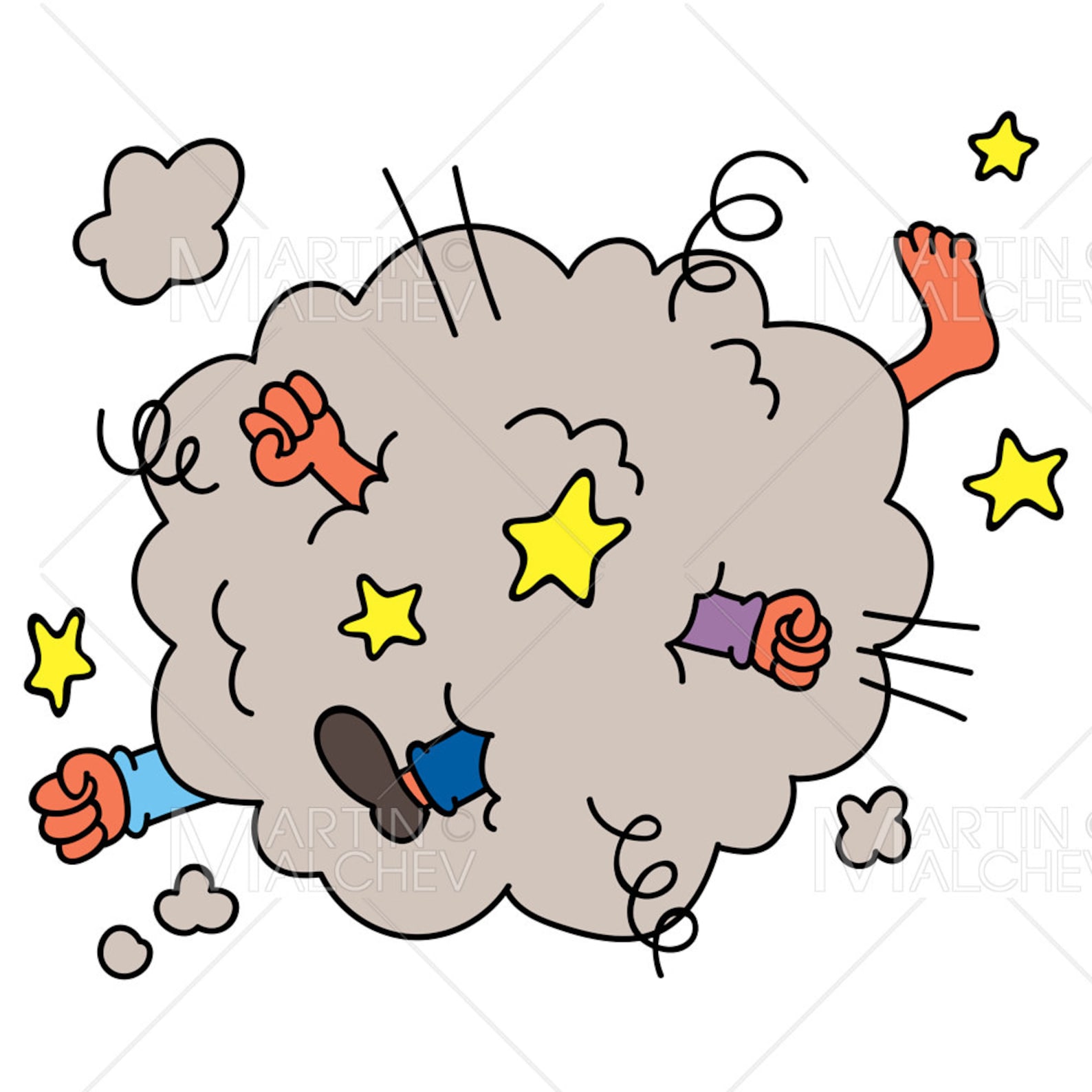 Cartoon Fight Scene Vector Illustration. Cloud, Fight, Conflict, Vector ...