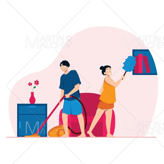 Man Cleaning House Clip Art
