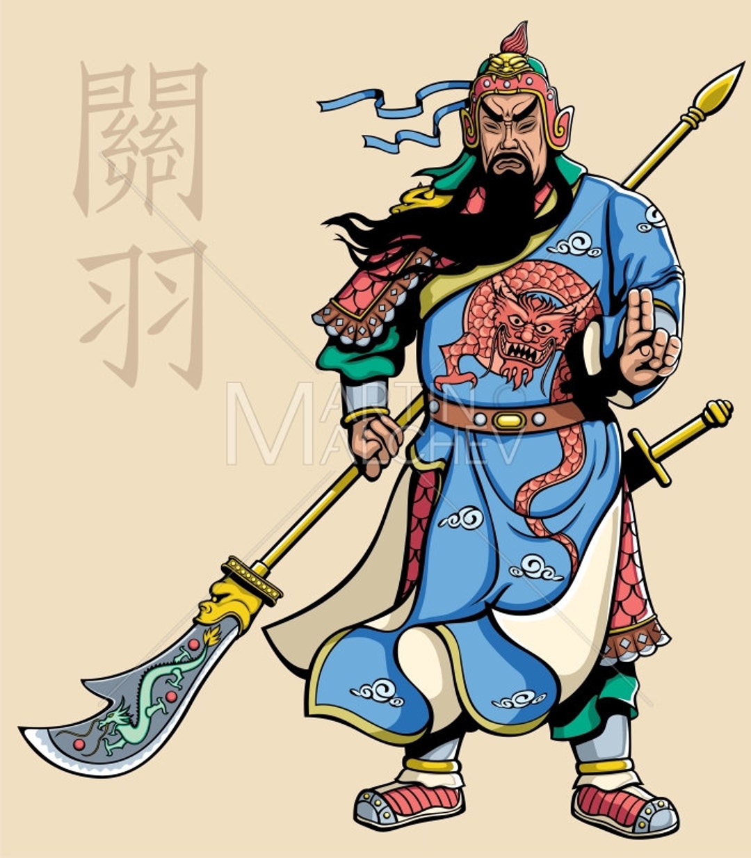 Chinese Warrior Vector Cartoon Clipart Illustration. China - Etsy